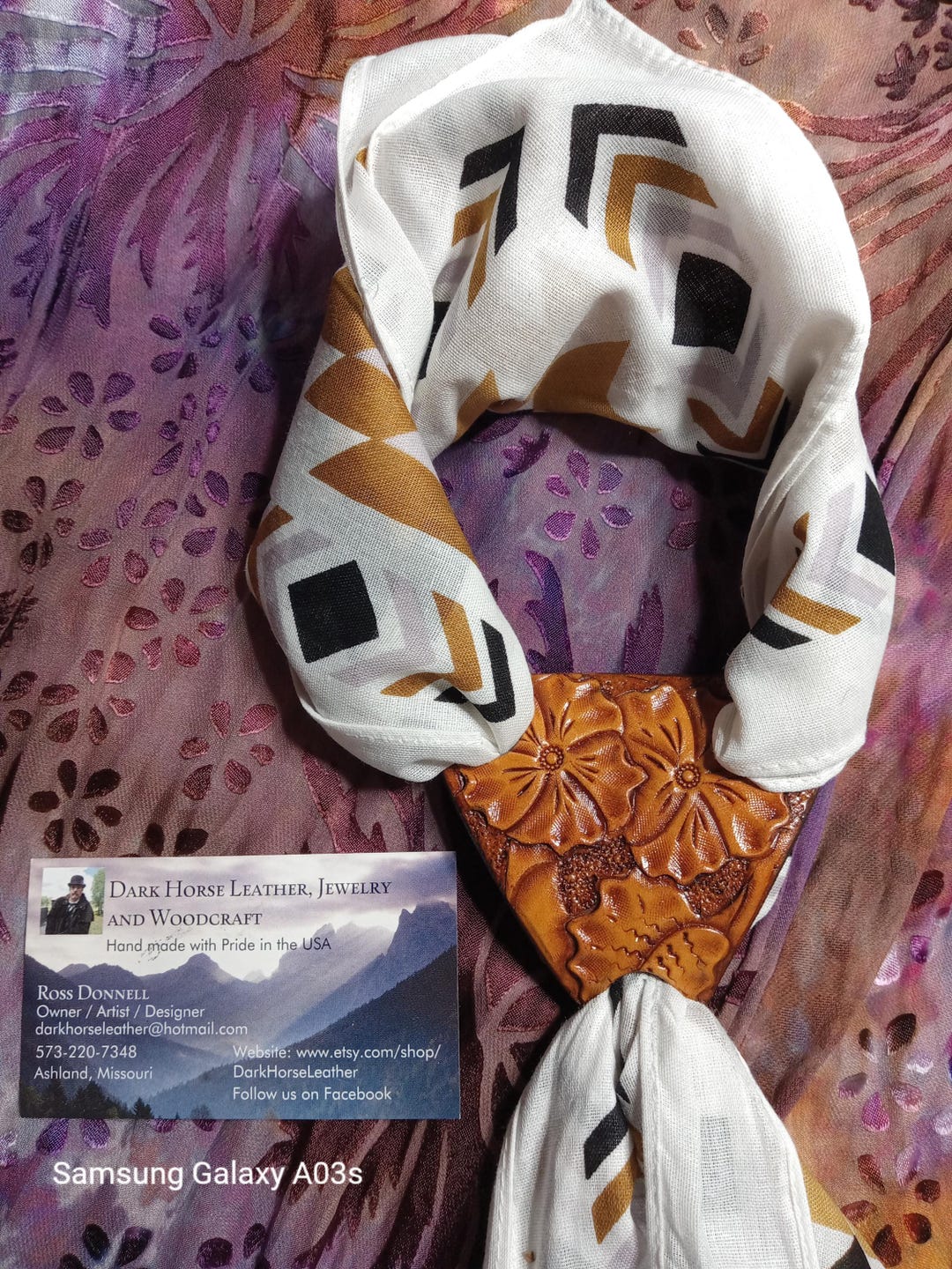 Western Saddle Tooled Leather Scarf Slide - Etsy