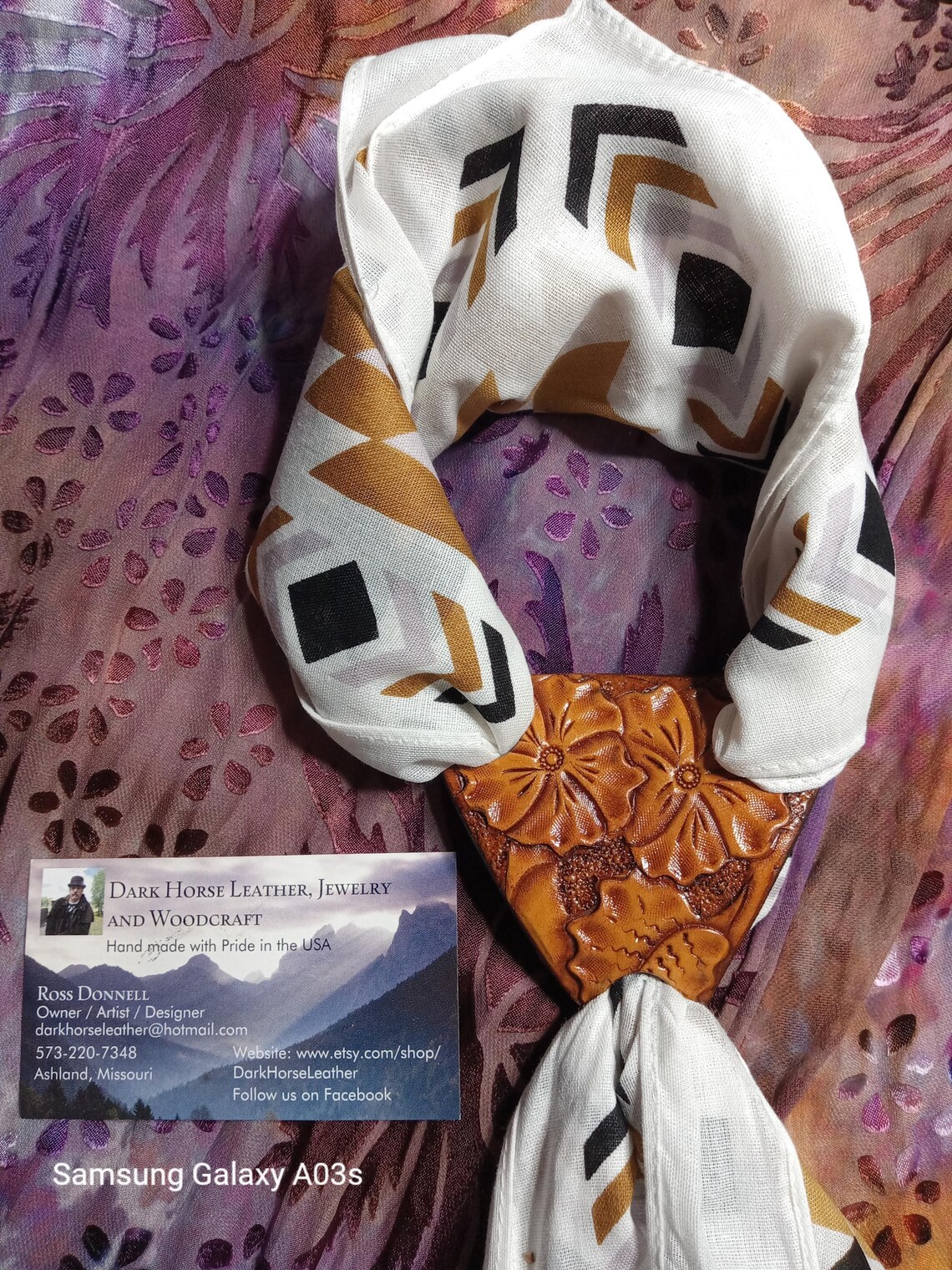 Western Saddle Tooled Leather Scarf Slide - Etsy