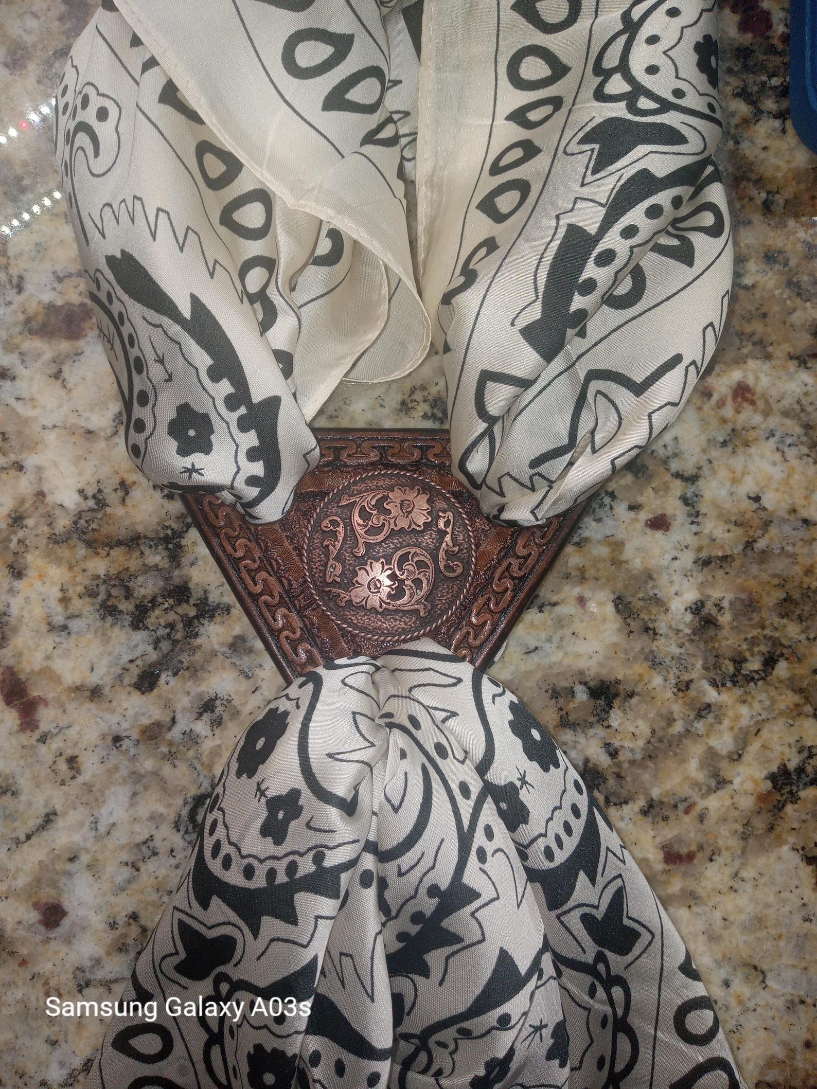 Western / Southwestern Leather Scarf Slide With a Western Antique ...