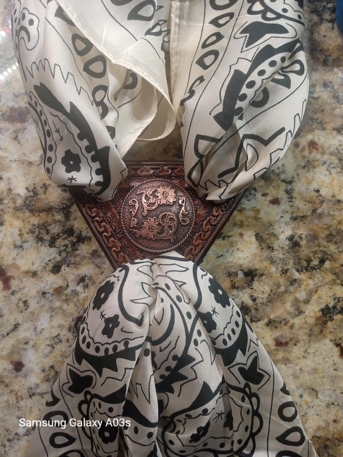 Western / Southwestern Leather Scarf Slide With a Western Antique ...
