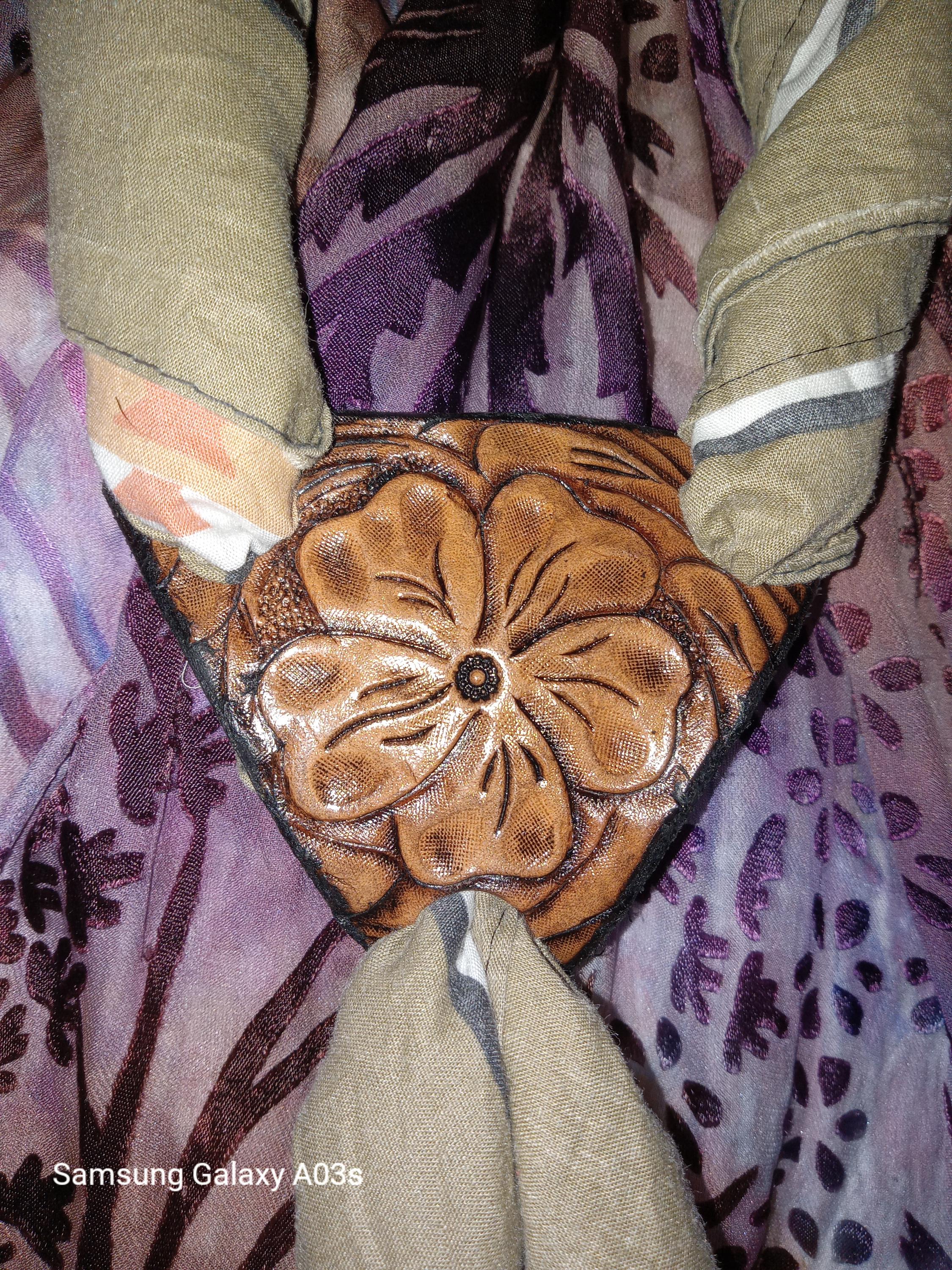 Western Saddle Tooled Leather Scarf Slide - Etsy