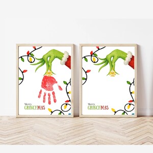 Christmas Handprint Printable Merry Grinchmas Craft Art, Grinch ...