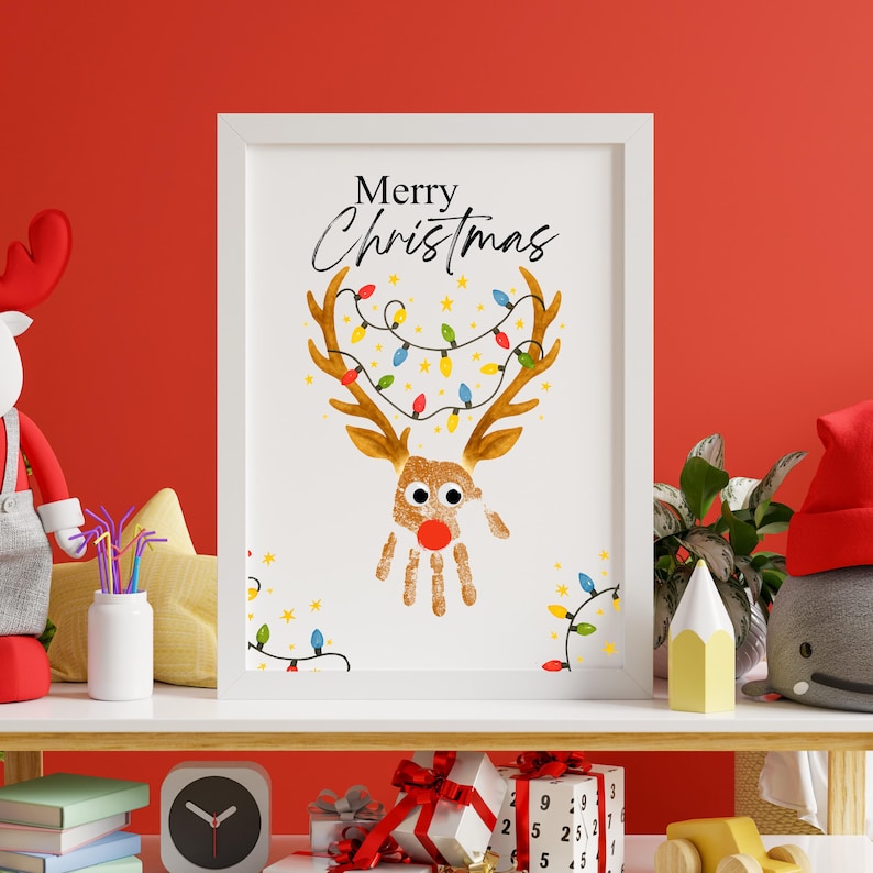 Reindeer Christmas Handprint Art Kids Toddlers Baby Printable Deer ...