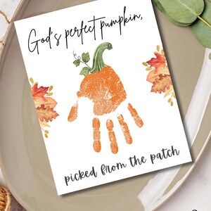 Christian Pumpkin Handprint Craft Fall Preschool Activity Kids Harvest ...