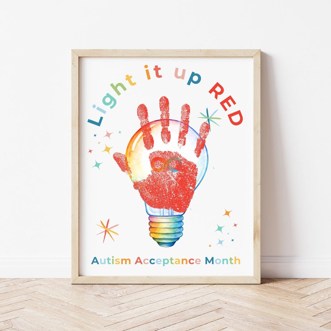 Light It up Red Autism Activity, Autism Acceptance Month Handprint ...