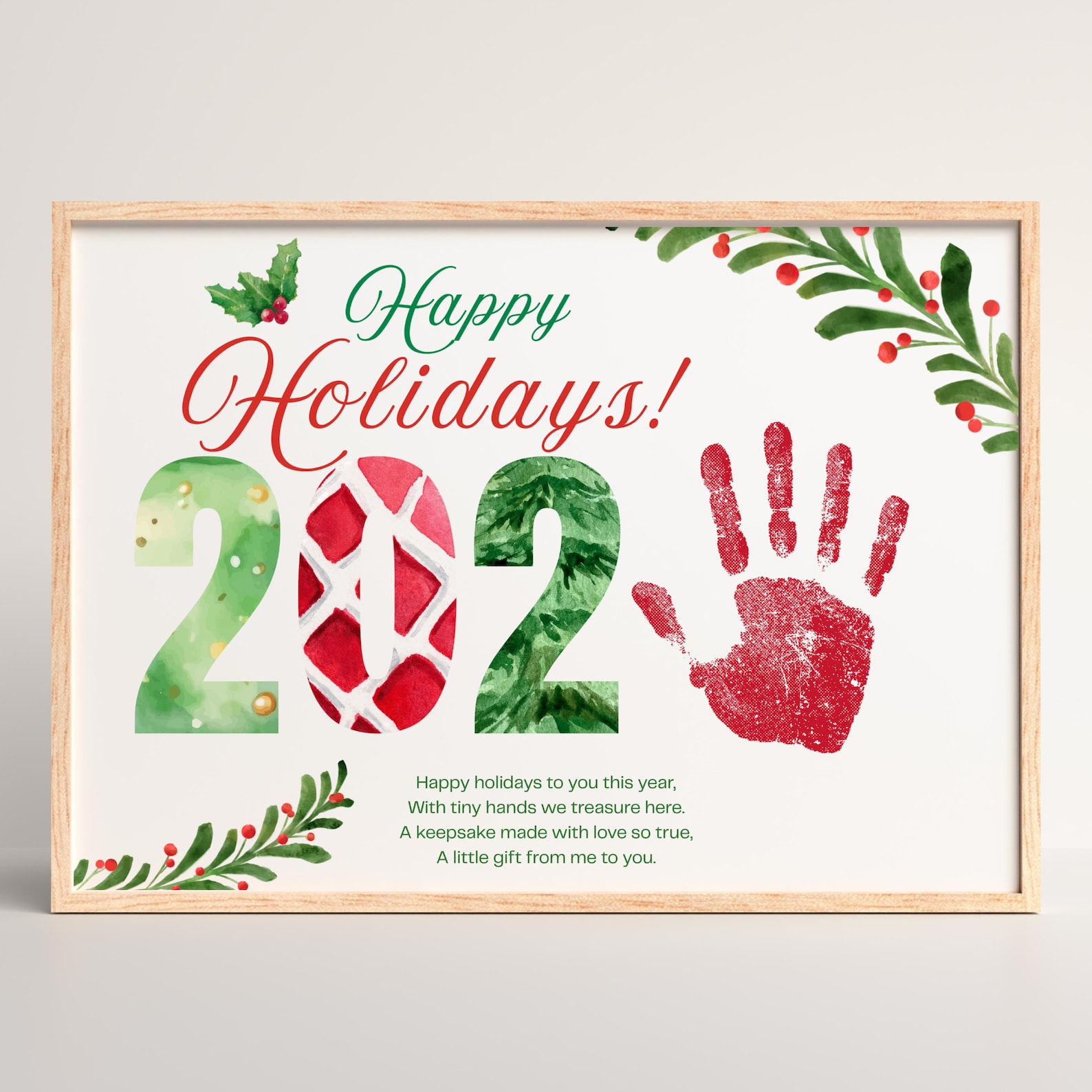 2025 Happy Holidays Handprint Craft Printable, Kids Christmas Keepsake ...