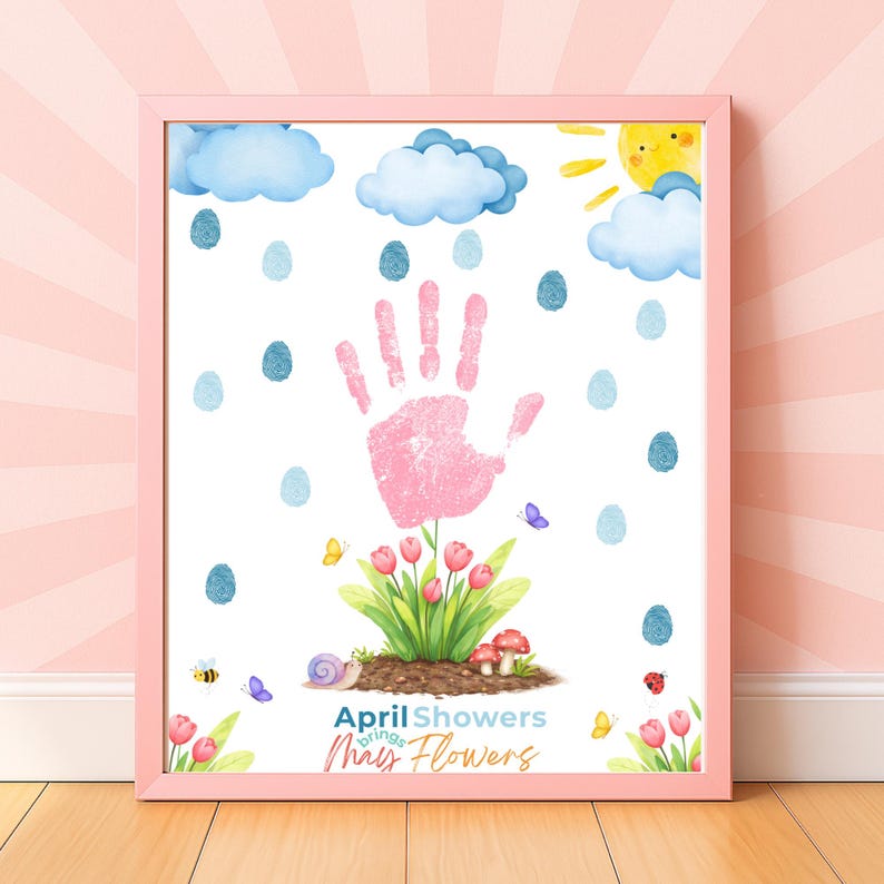 April Showers Bring May Flowers Handprint Craft | Spring Fingerprint ...