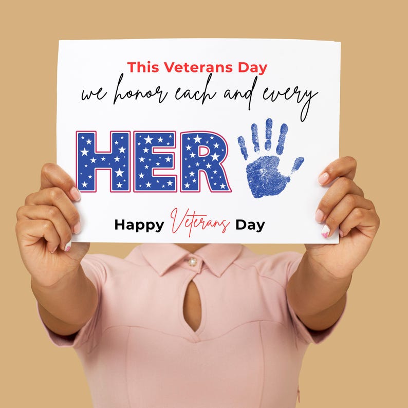 Veterans Day Handprint Craft Printable, Hero Wall Art, Kids Patriotic ...