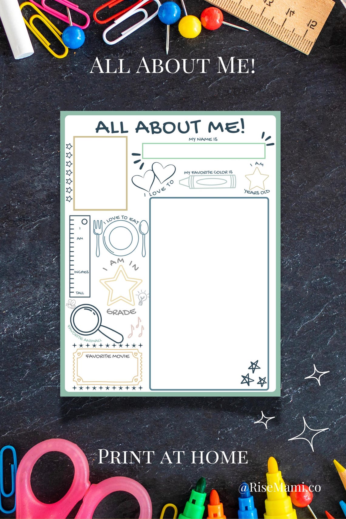 All About Me School Handprint Printable First Day of Homeschool ...
