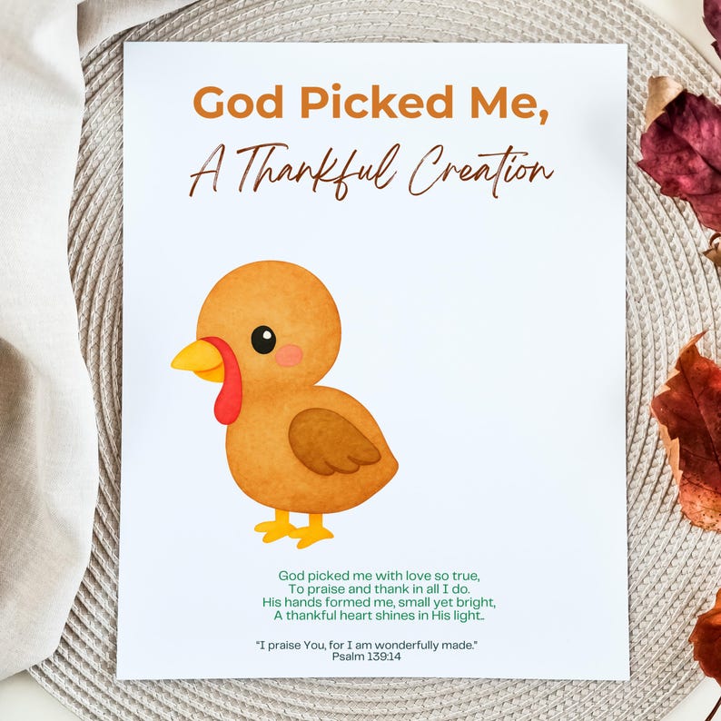Christian Thanksgiving Handprint Craft for Kids Turkey Craft God Picked ...