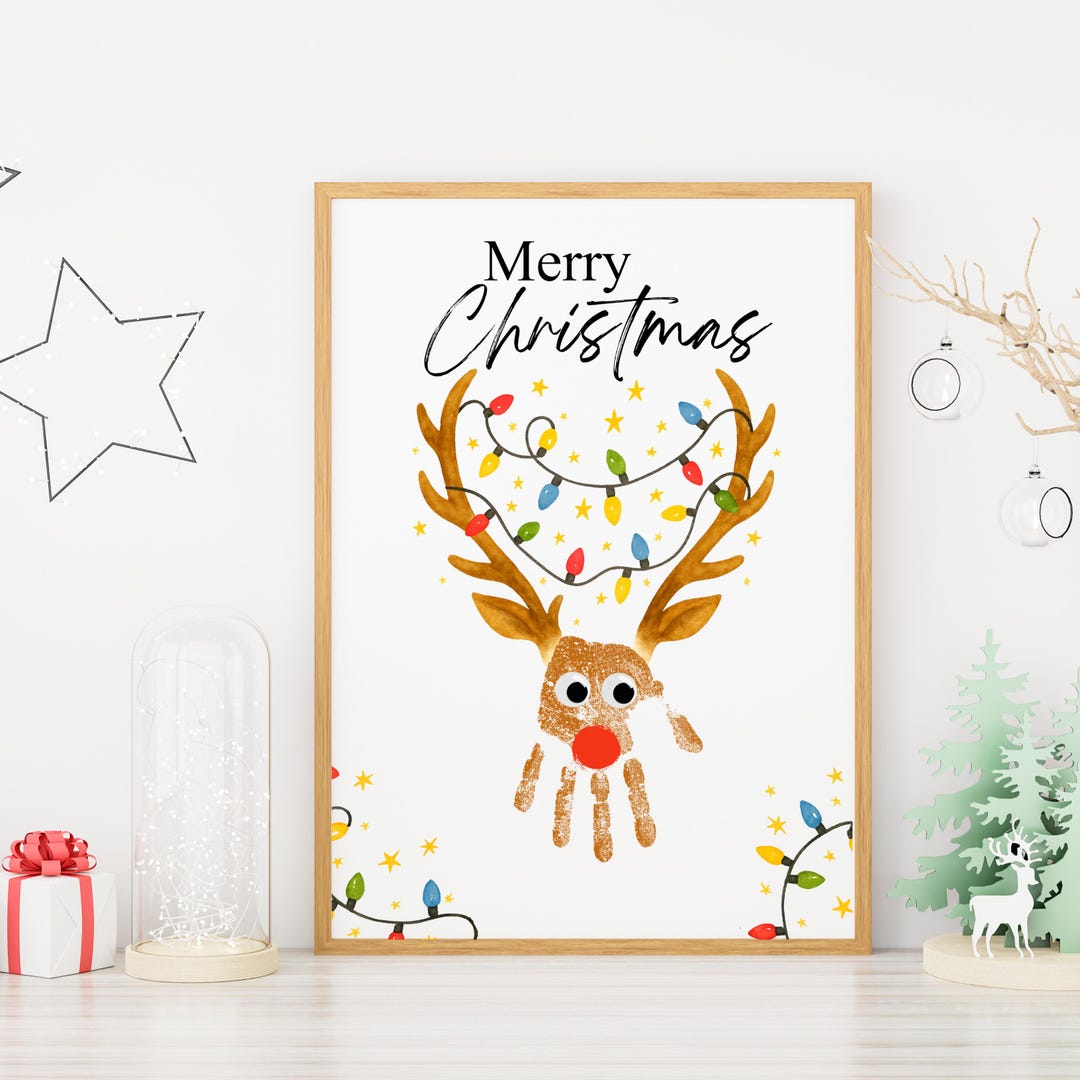 Reindeer Christmas Handprint Art Kids Toddlers Baby Printable Deer ...