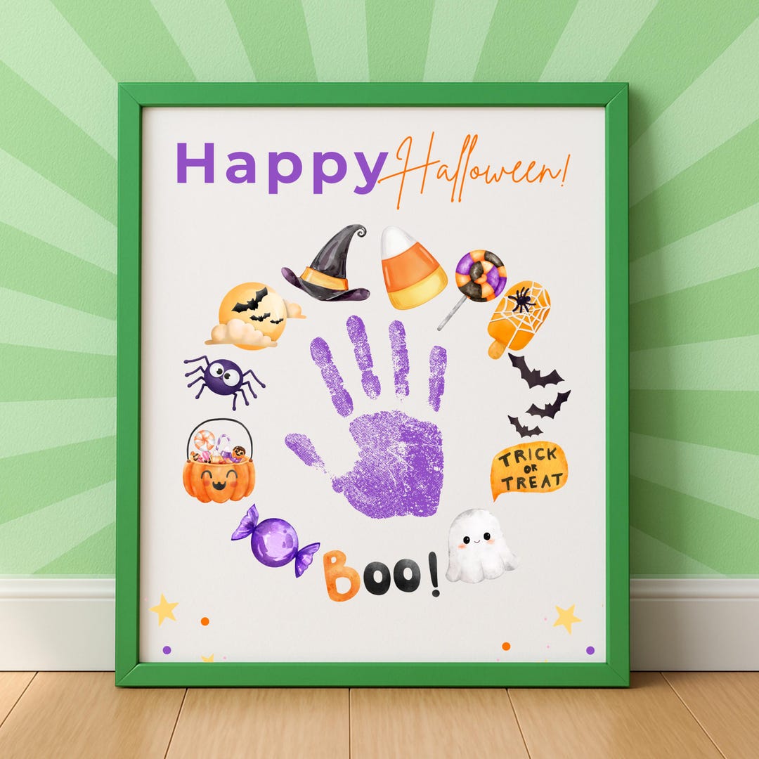 Halloween Handprint Craft Printable | Kids Fall Art Activity | Boo ...