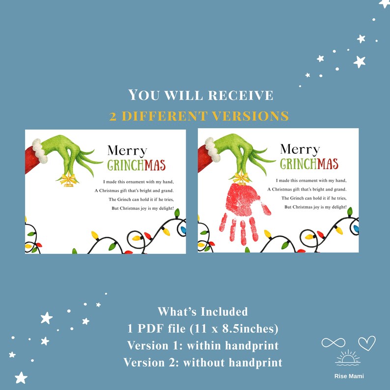 Merry Grinchmas Handprint Poem Ornament Craft Printable, Grinch Kids ...