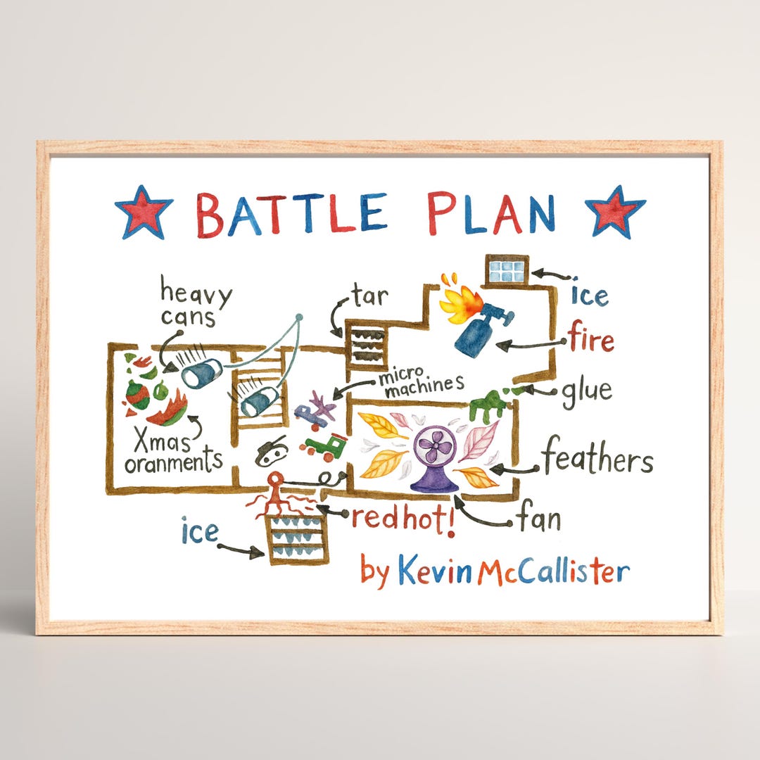 Home Alone Battle Plan Printable, Kevin Mccallister Map Art, Christmas ...