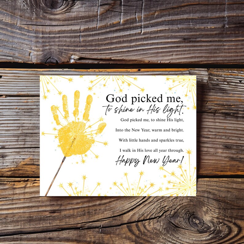 God Picked Me to Shine His Light Printable Christian New Year Handprint ...