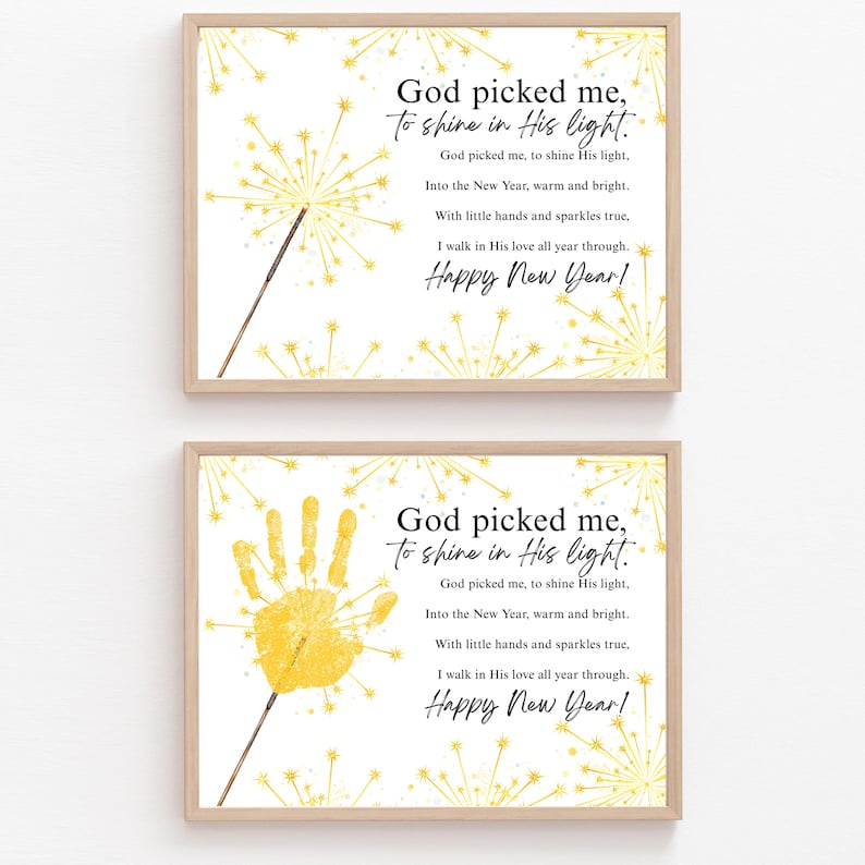God Picked Me to Shine His Light Printable Christian New Year Handprint ...