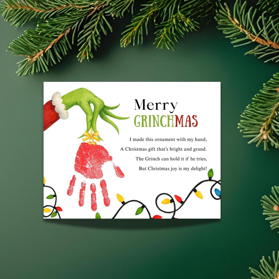 Merry Grinchmas Handprint Poem Ornament Craft Printable, Grinch Kids ...