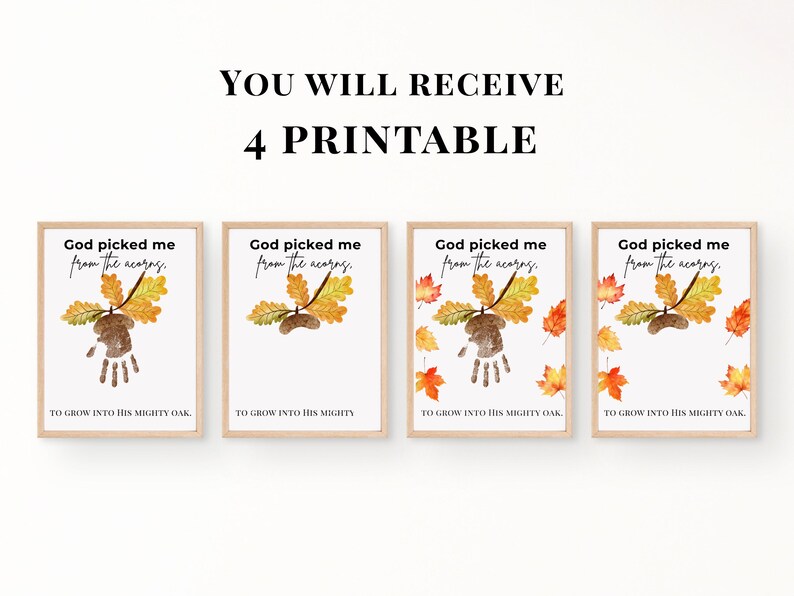 Christian Acorn Handprint Printable Fall Handprint Craft for Kids Bible ...