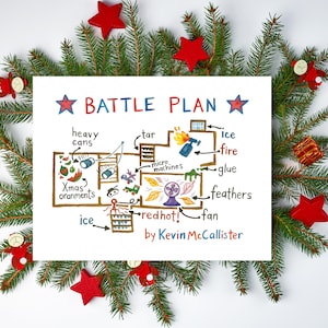 Home Alone Battle Plan Printable, Kevin Mccallister Map Art, Christmas ...