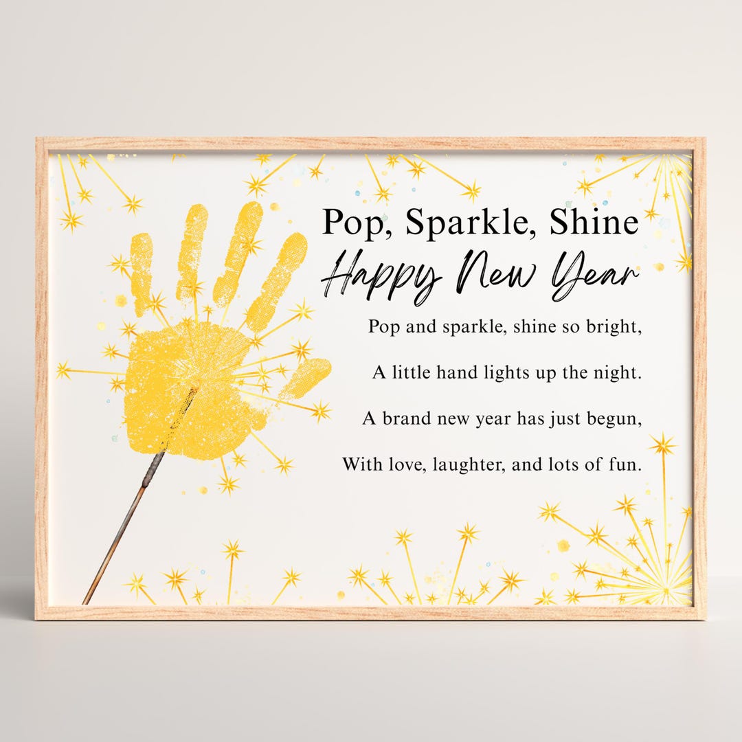 New Year Handprint Craft Kids Pop Sparkle Shine New Year Printable ...