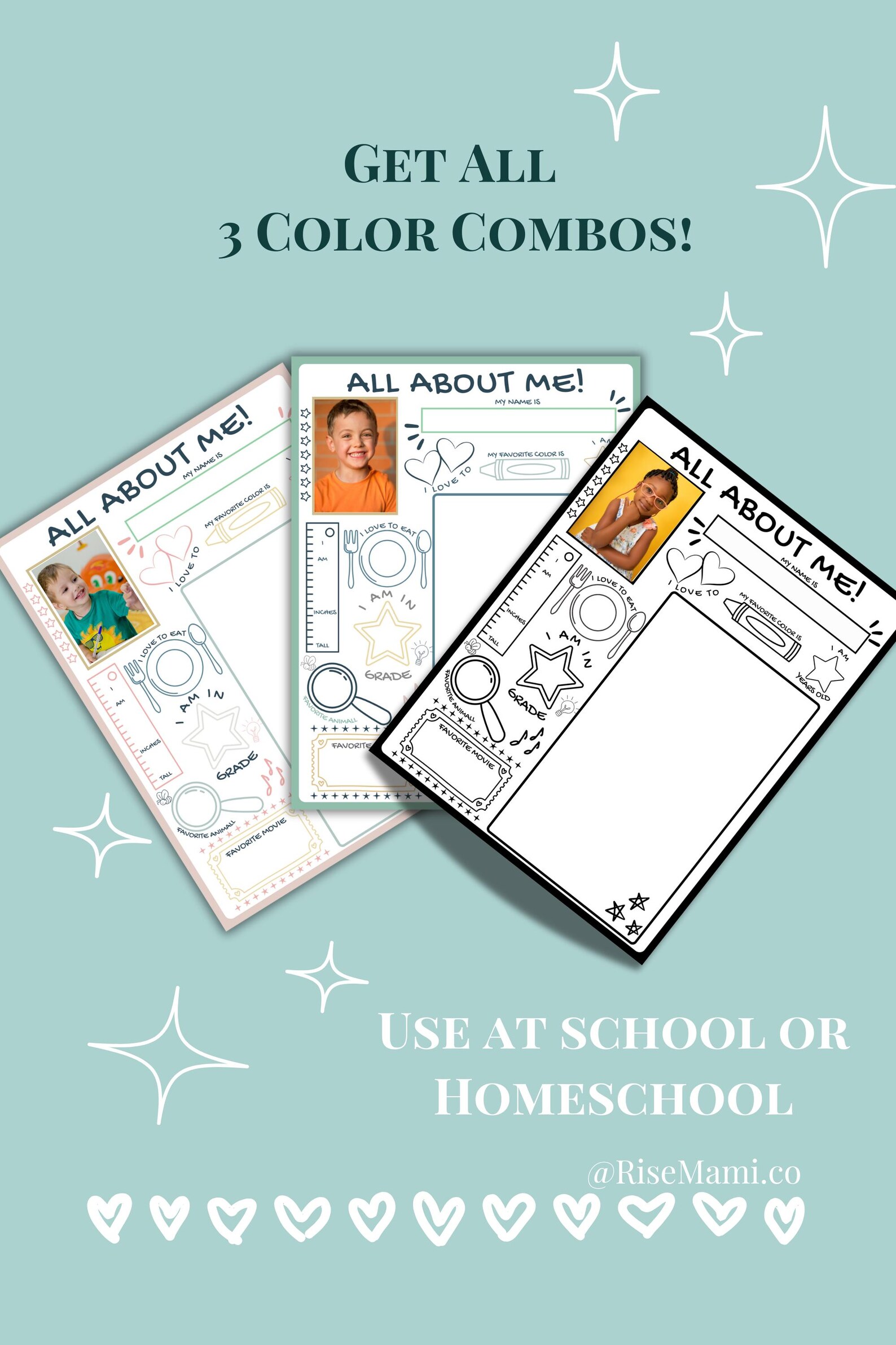 All About Me School Handprint Printable First Day of Homeschool ...