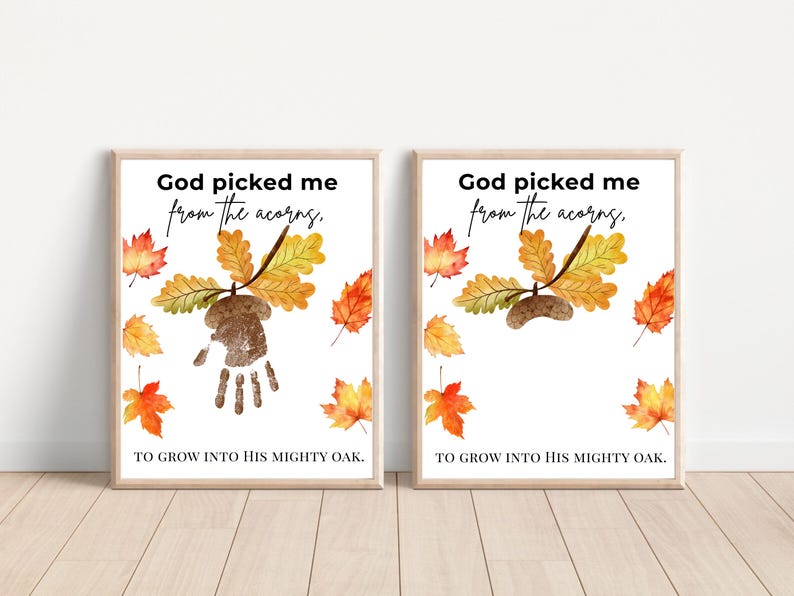 Christian Acorn Handprint Printable Fall Handprint Craft for Kids Bible ...
