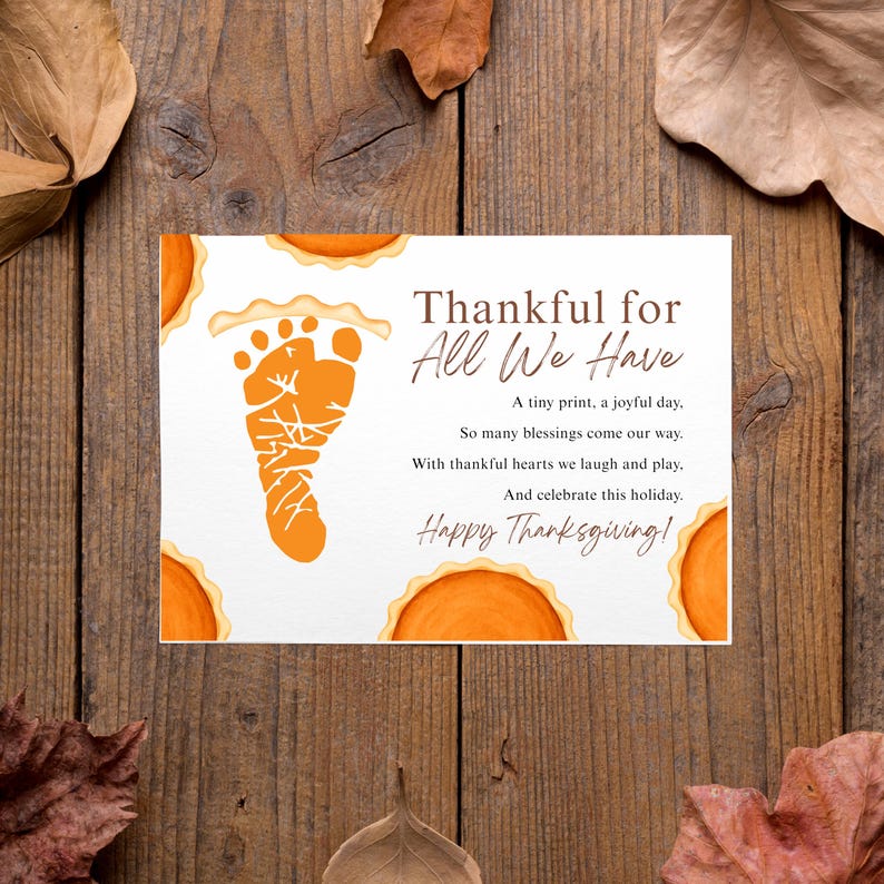 Pumpkin Pie Footprint Craft Printable for Kids Thanksgiving Keepsake ...
