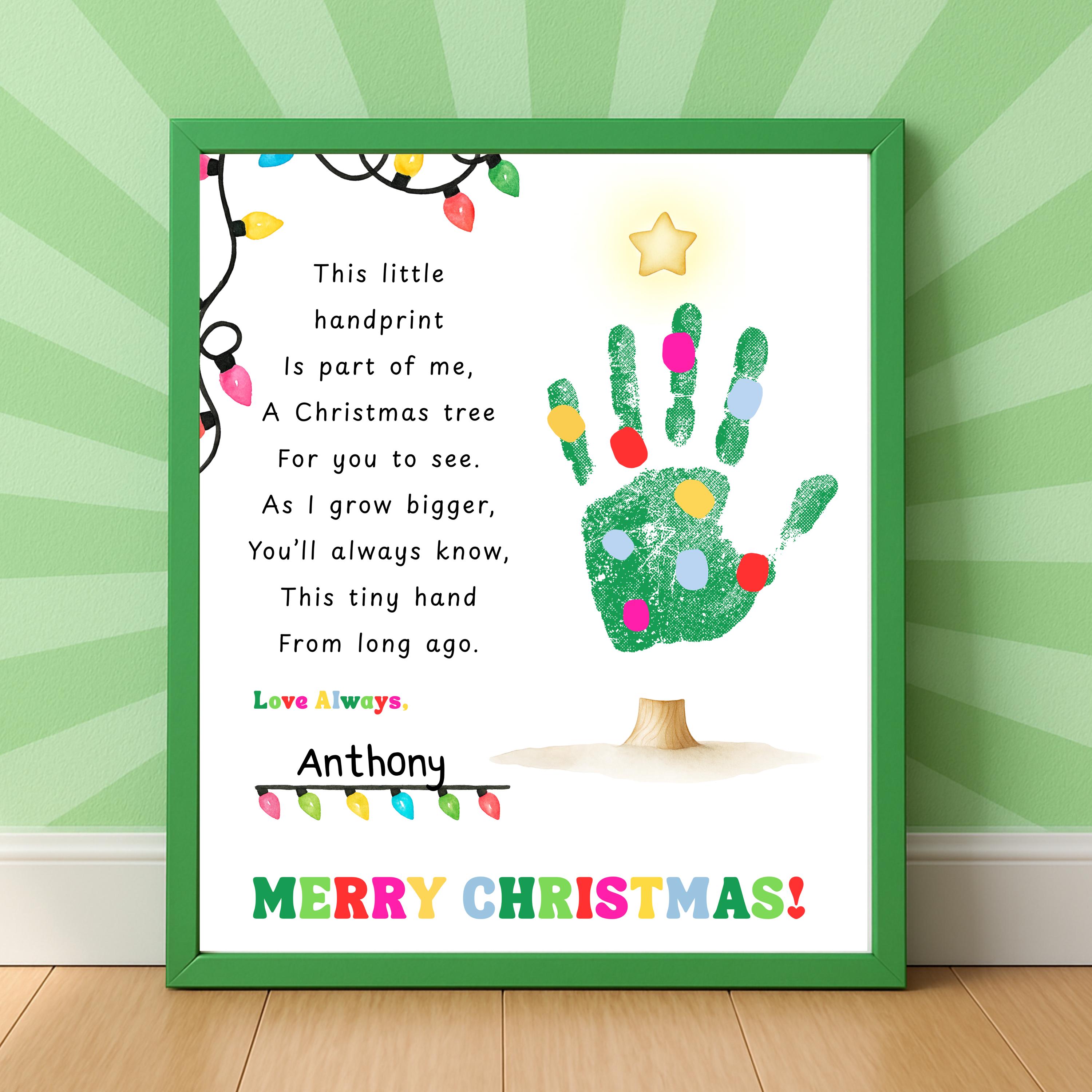 Christmas Handprint Tree Poem Printable, Kids Christmas Art ...