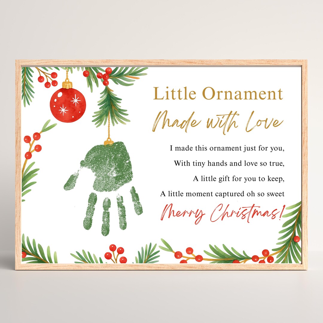 Christmas Handprint Ornament Poem Craft, Keepsake Gift (PDF Printable ...