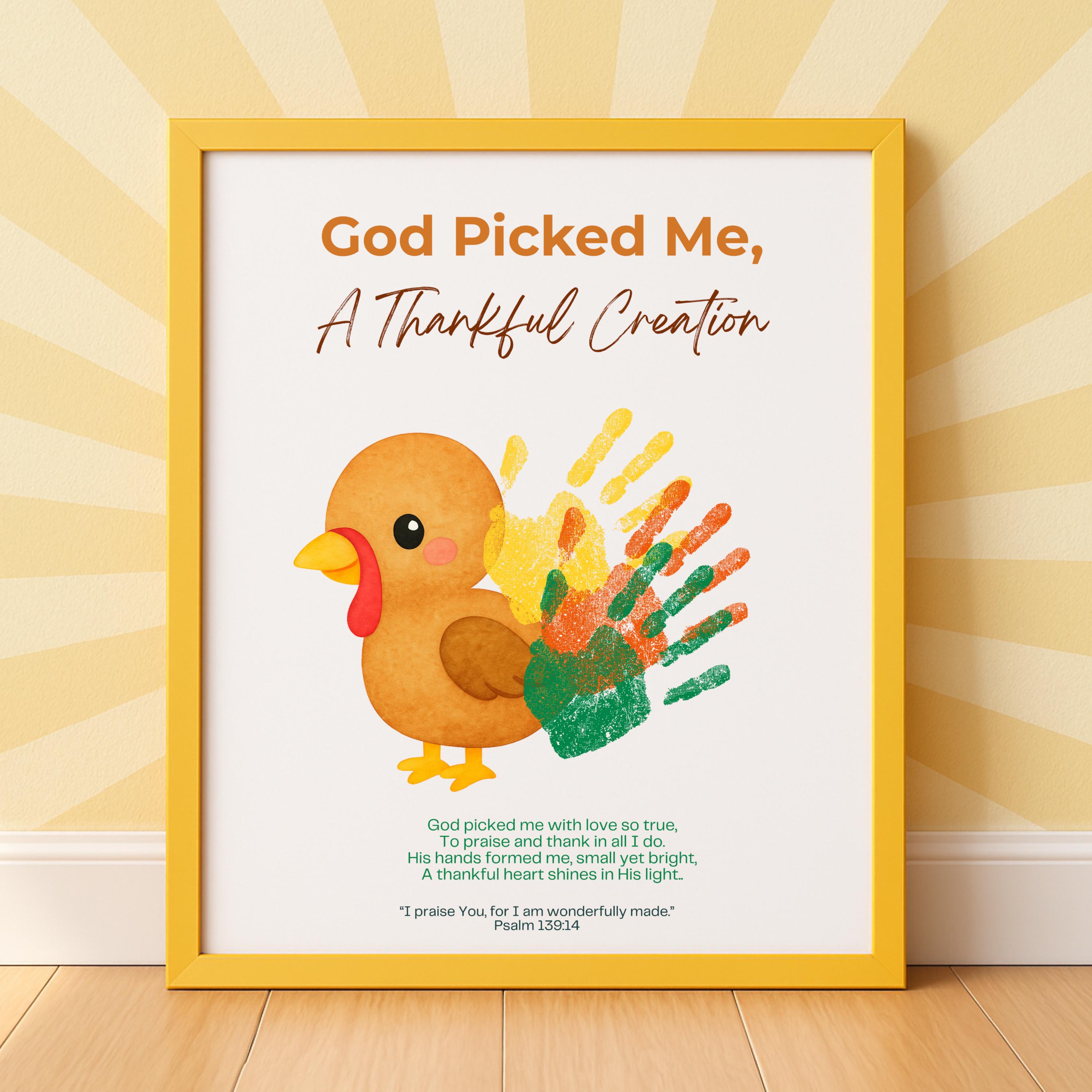 Christian Thanksgiving Handprint Craft for Kids Turkey Craft God Picked ...