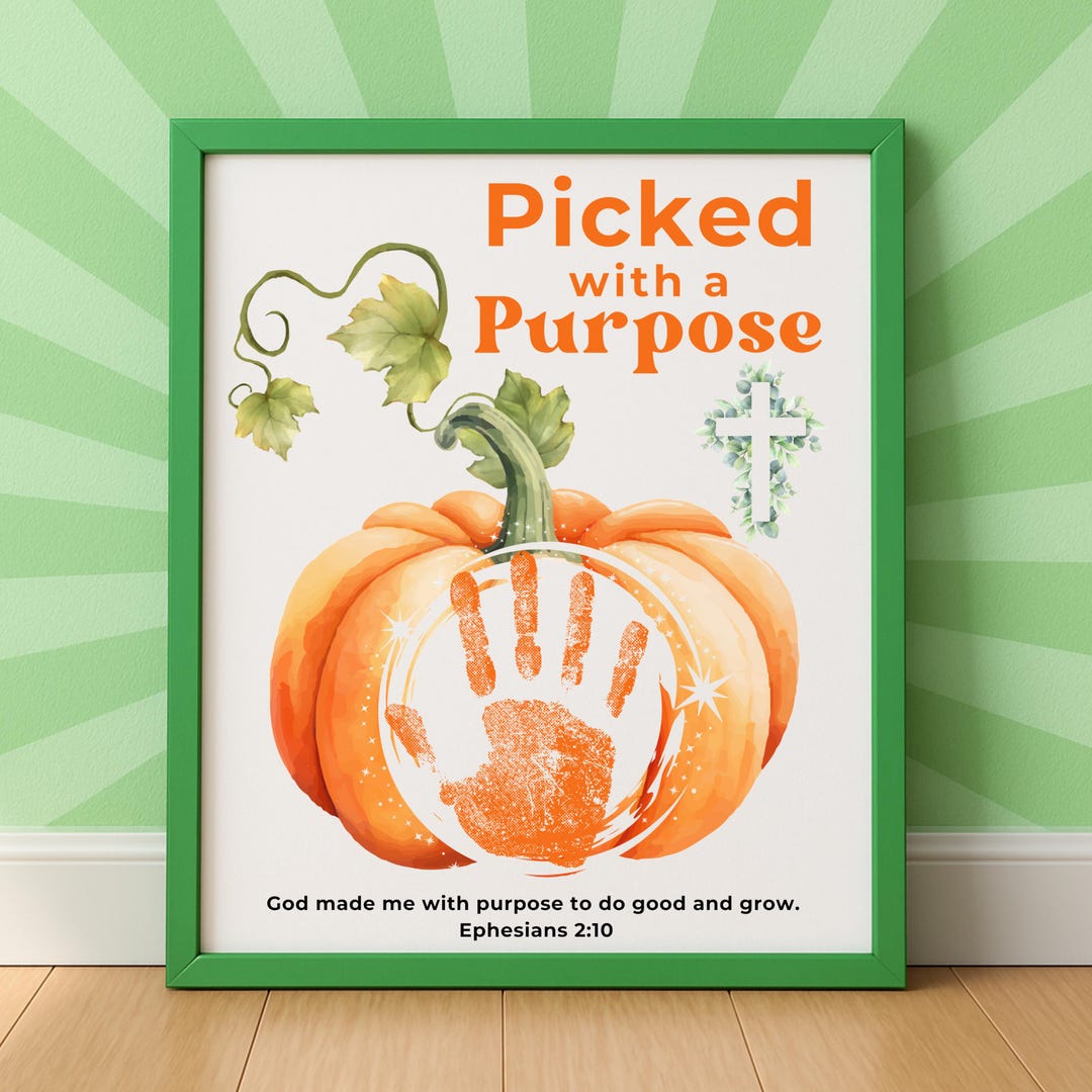 Christian Pumpkin Handprint Craft | Fall Bible Verse Printable | Church ...