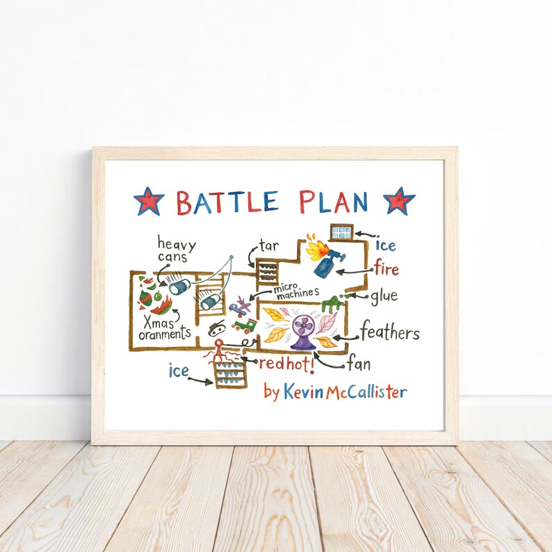 Home Alone Battle Plan Printable, Kevin Mccallister Map Art, Christmas ...