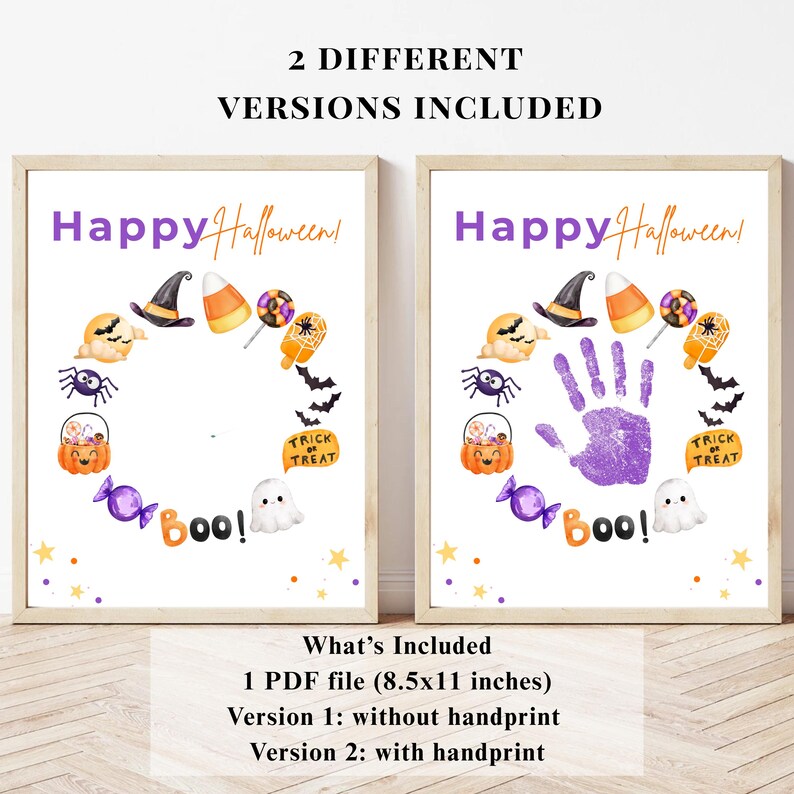 Halloween Handprint Craft Printable | Kids Fall Art Activity | Boo ...