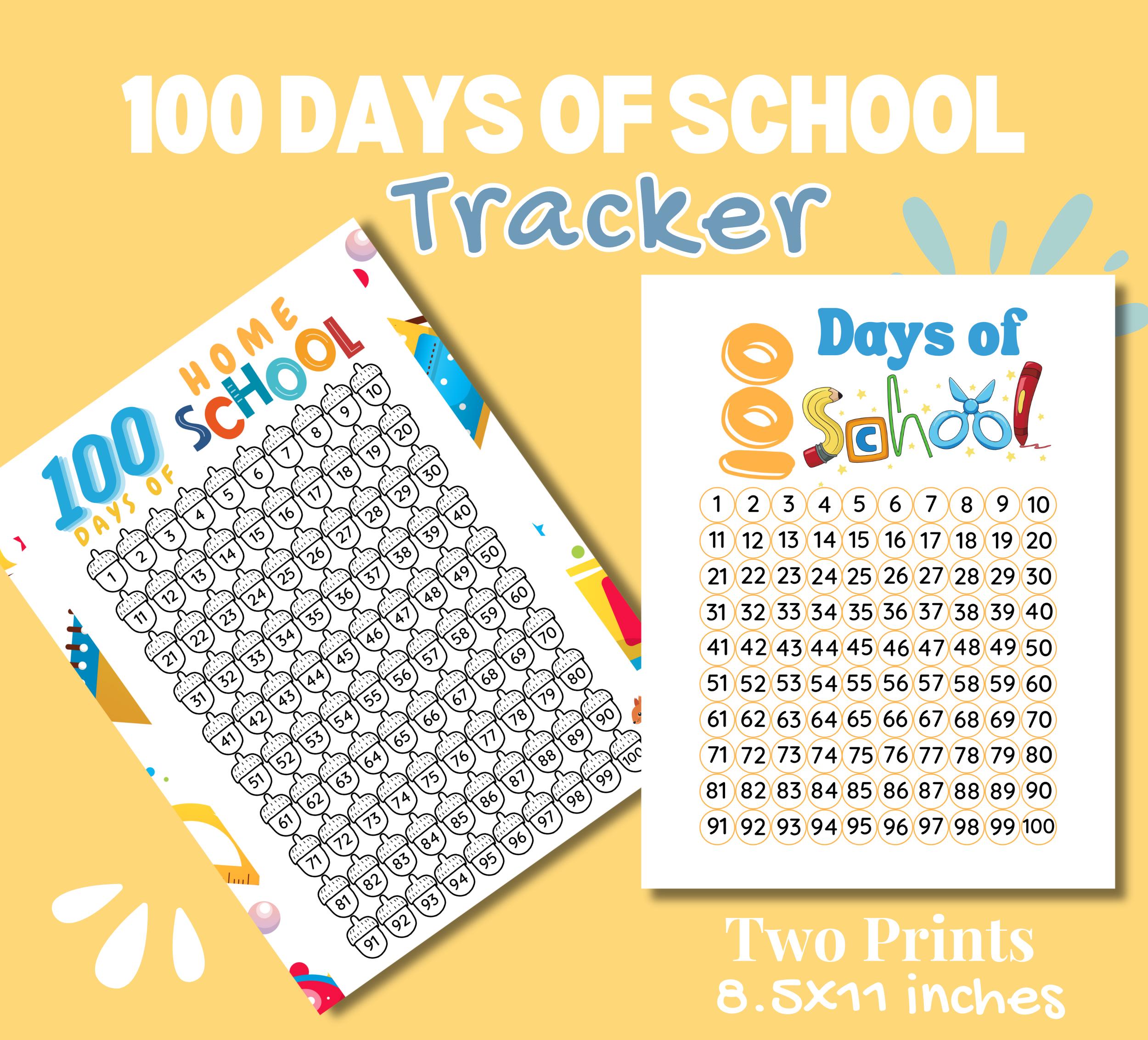 100 Days of School Tracker Printable: Color & Count Activity (PDF) - Etsy