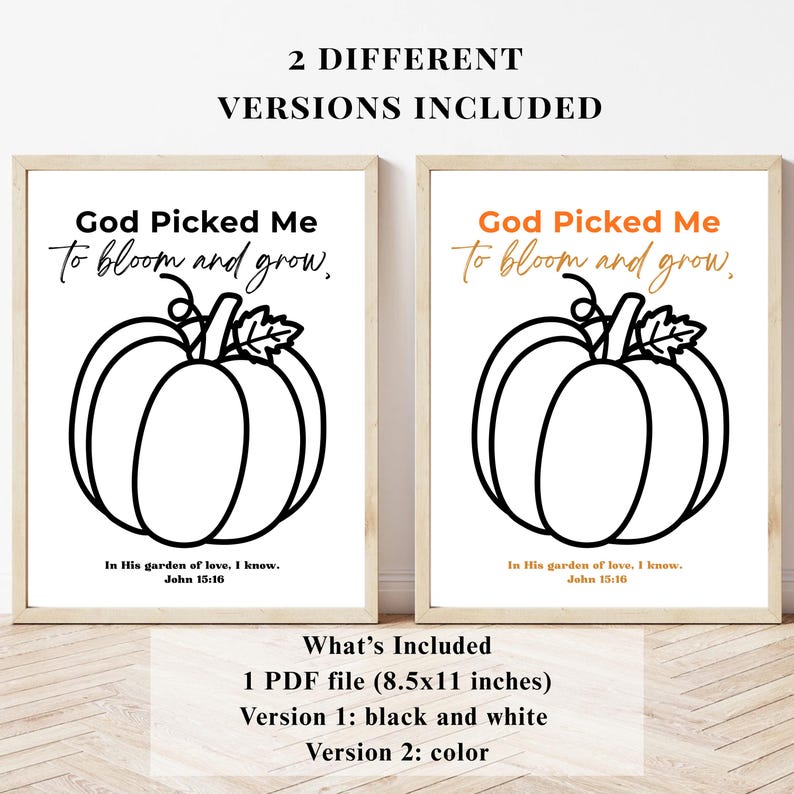 God Picked Me Pumpkin Craft Printable Thanksgiving Fall Activity Sunday ...