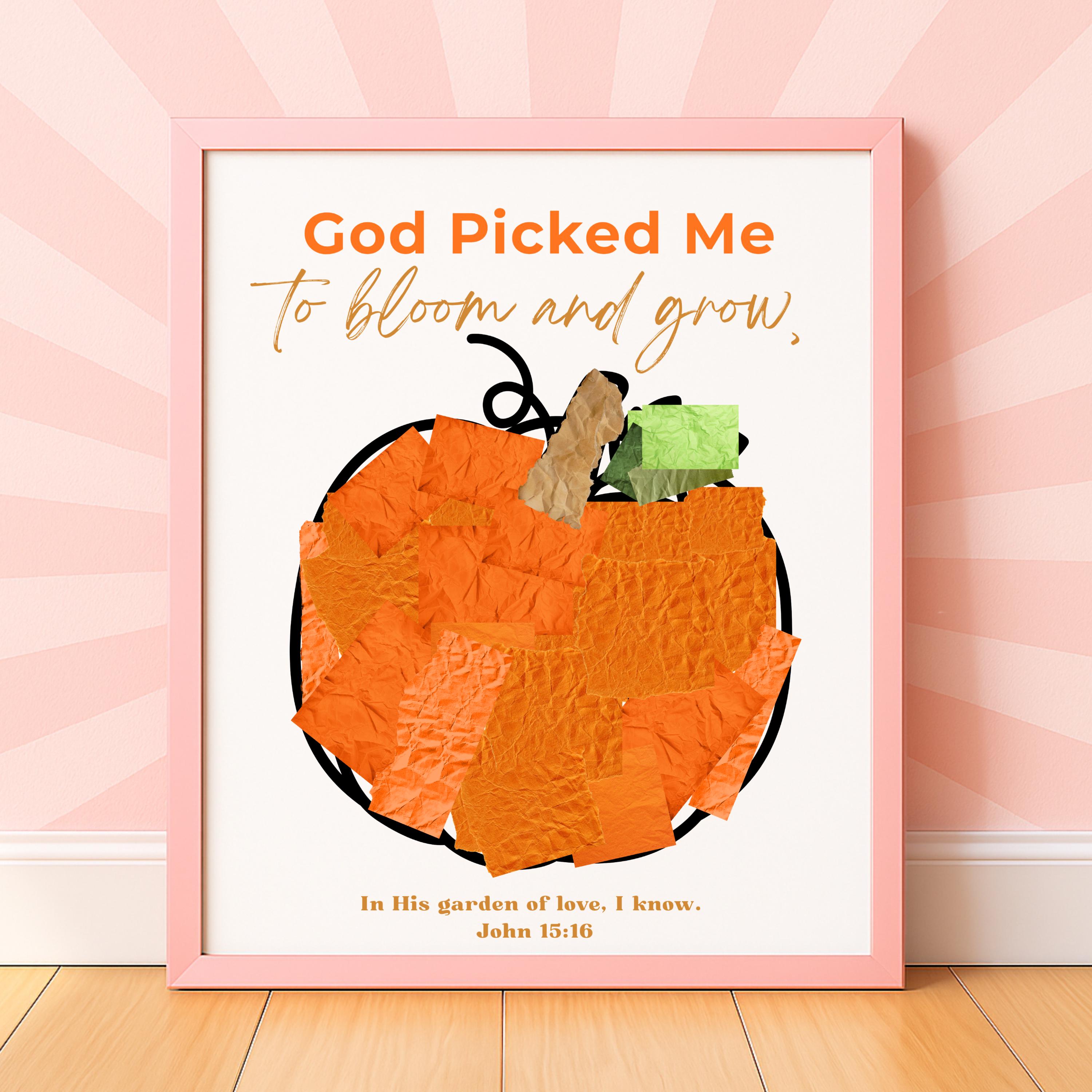 God Picked Me Pumpkin Craft Printable Thanksgiving Fall Activity Sunday ...