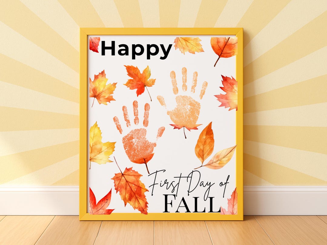 Happy First Day of Fall Handprint Craft Printable Kids Autumn Keepsake ...