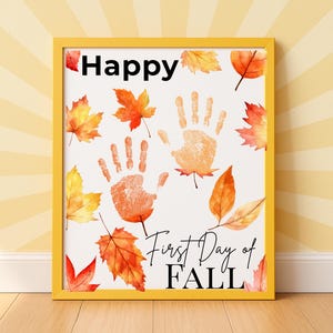 Happy First Day of Fall Handprint Craft Printable Kids Autumn Keepsake ...