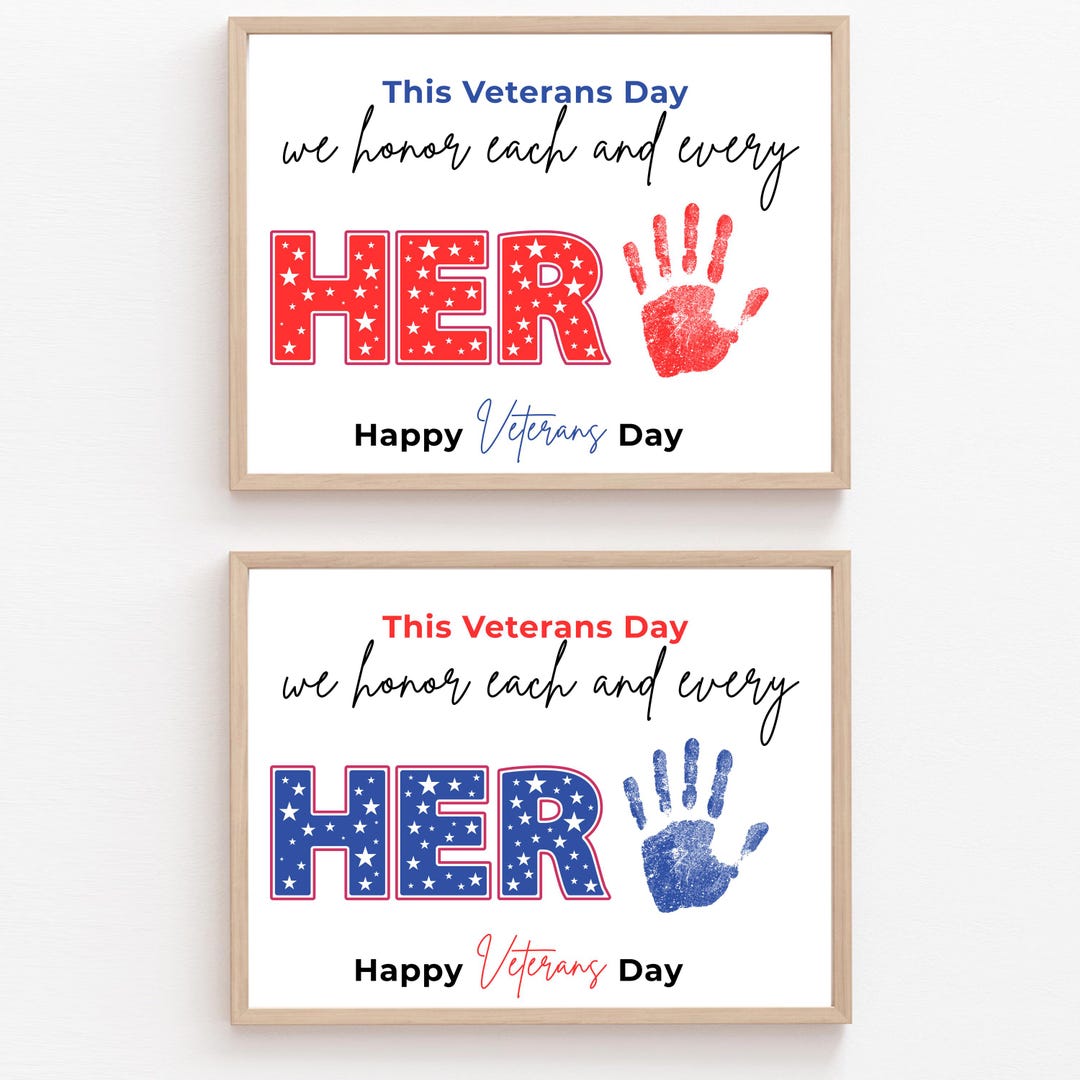Veterans Day Handprint Craft Printable, Hero Wall Art, Kids Patriotic ...