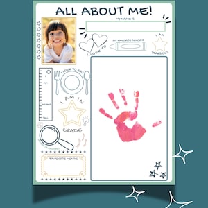All About Me School Handprint Printable First Day of Homeschool ...