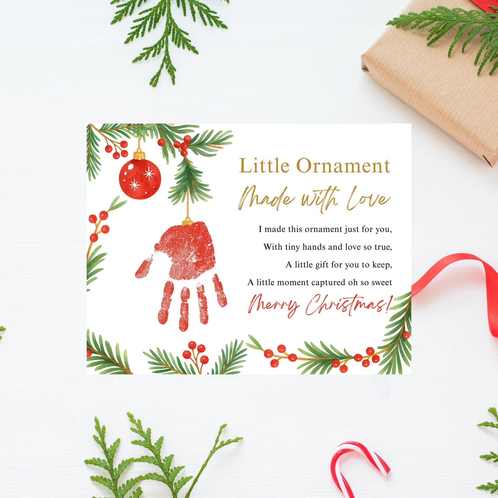 Christmas Handprint Ornament Poem Craft, Keepsake Gift (PDF Printable ...