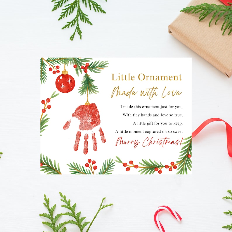 Christmas Handprint Ornament Poem Craft, Keepsake Gift (PDF Printable ...