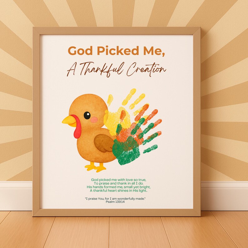 Christian Thanksgiving Handprint Craft for Kids Turkey Craft God Picked ...