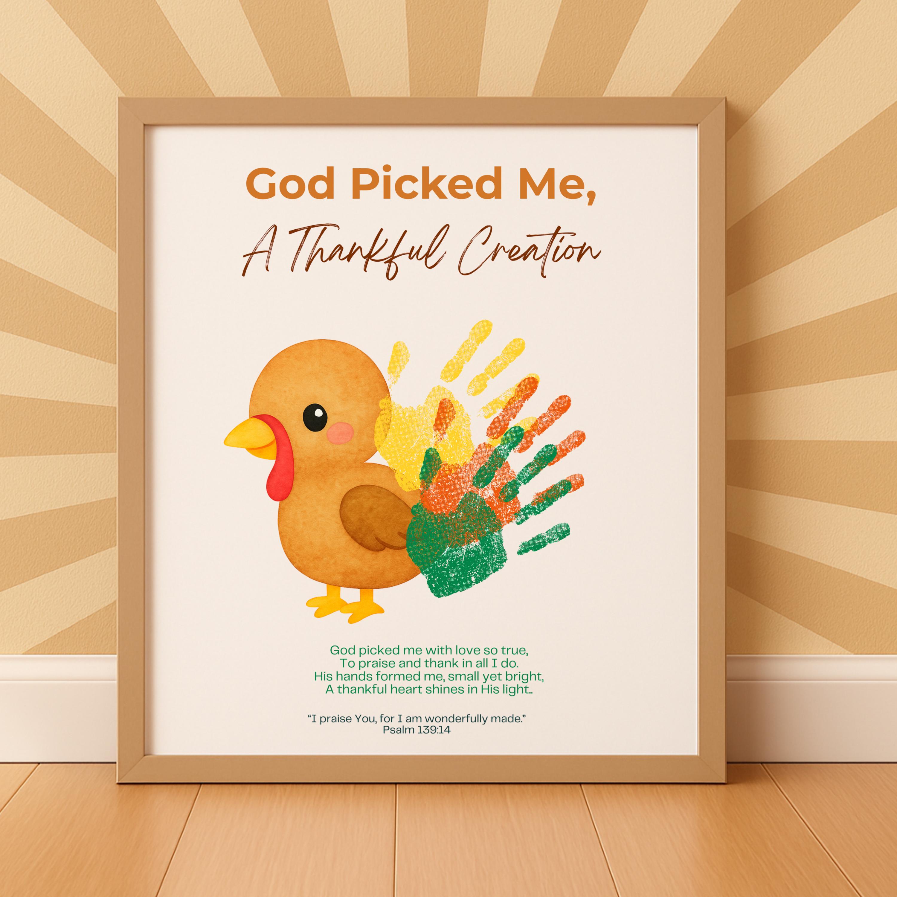 Christian Thanksgiving Handprint Craft for Kids Turkey Craft God Picked ...