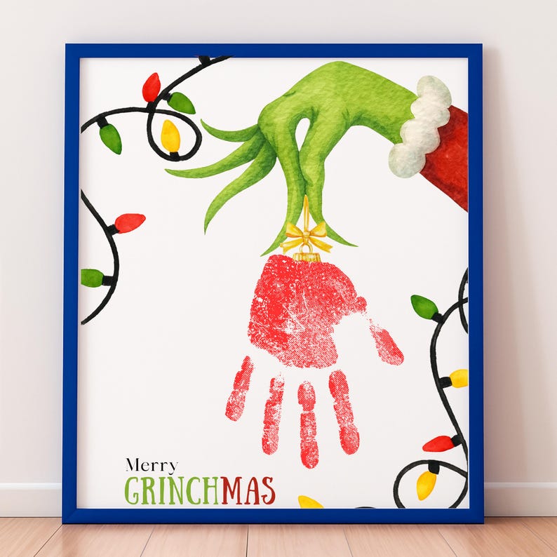 Christmas Handprint Printable Merry Grinchmas Craft Art, Grinch ...