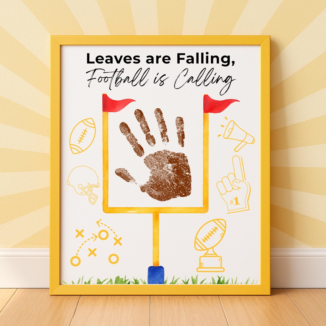 Football Handprint Craft Printable Fall Kids Handprint Art Activity DIY ...