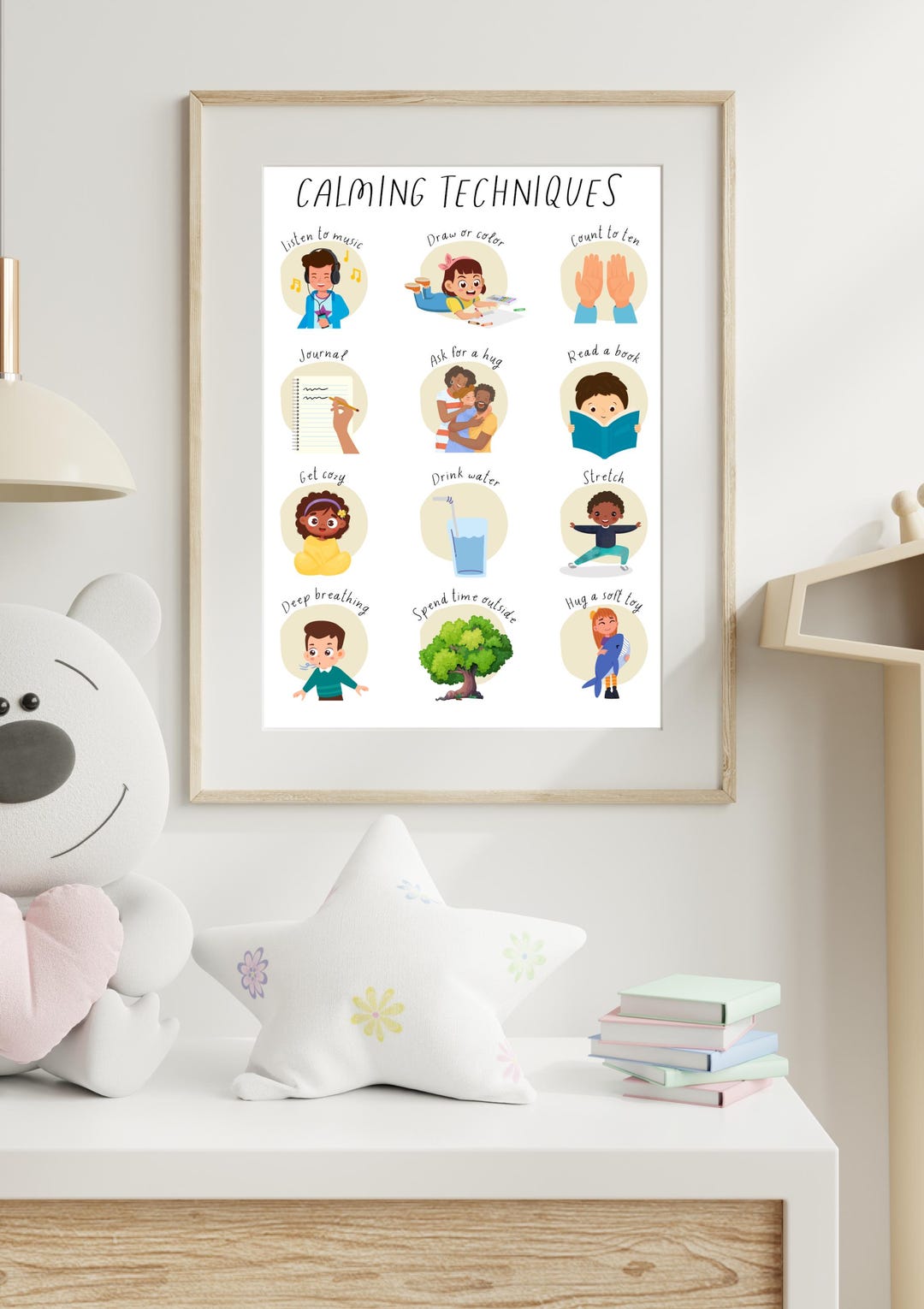 Calming Techniques Montessori Emotions Poster Homeschool Decor Feelings ...