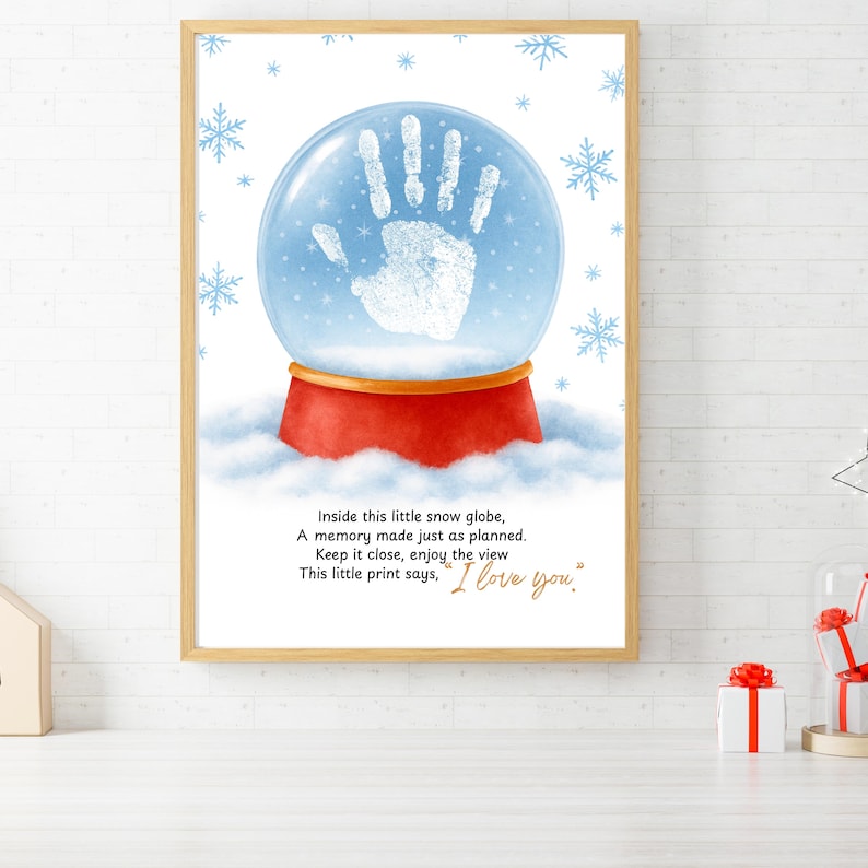 Snow Globe Handprint Craft Poem Printable Winter Classroom Activity ...