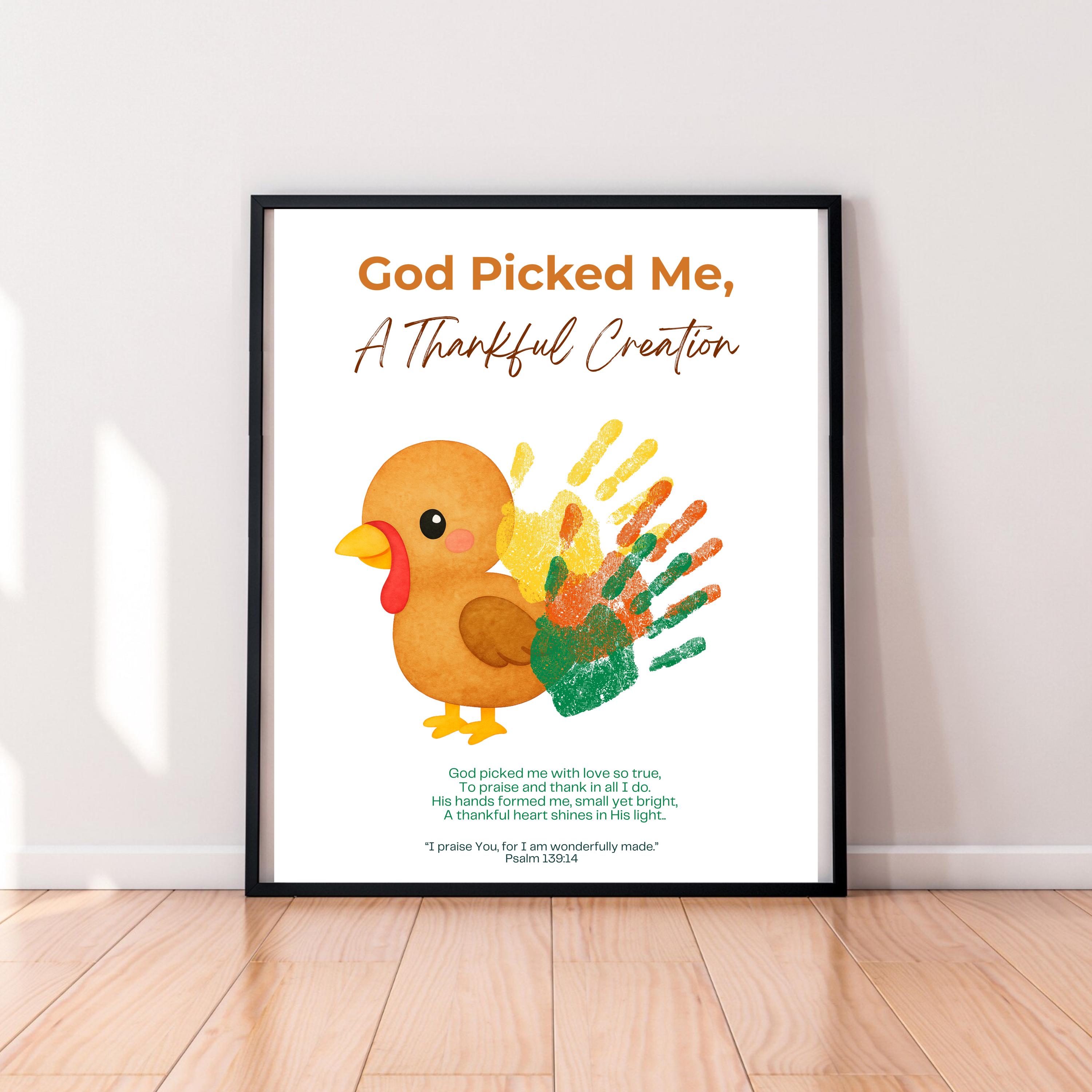 Christian Thanksgiving Handprint Craft for Kids Turkey Craft God Picked ...