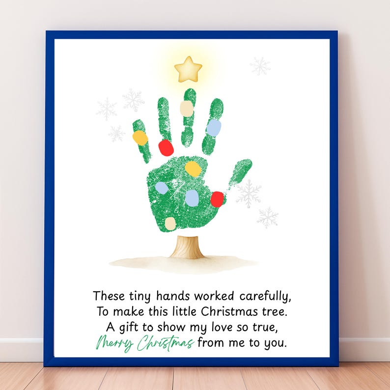 Christmas Tree Handprint Craft Printable Kids DIY Art Fingerprint ...